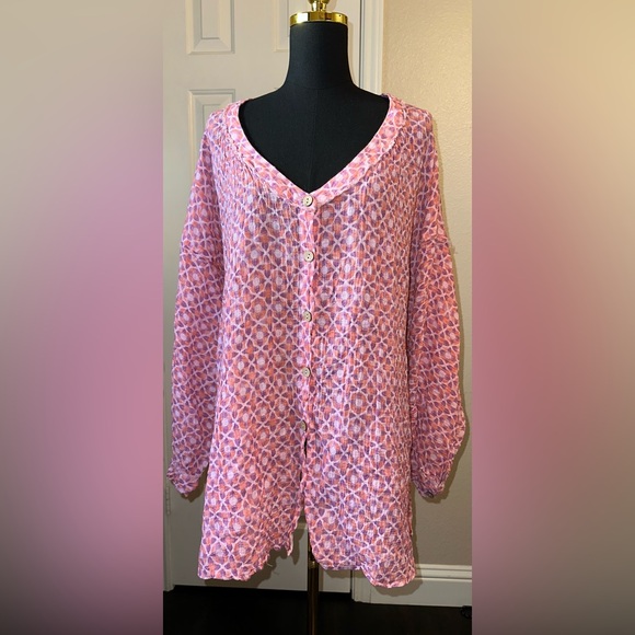 Free People | Tops | Intimately Free People Linen Blend Pink Button ...